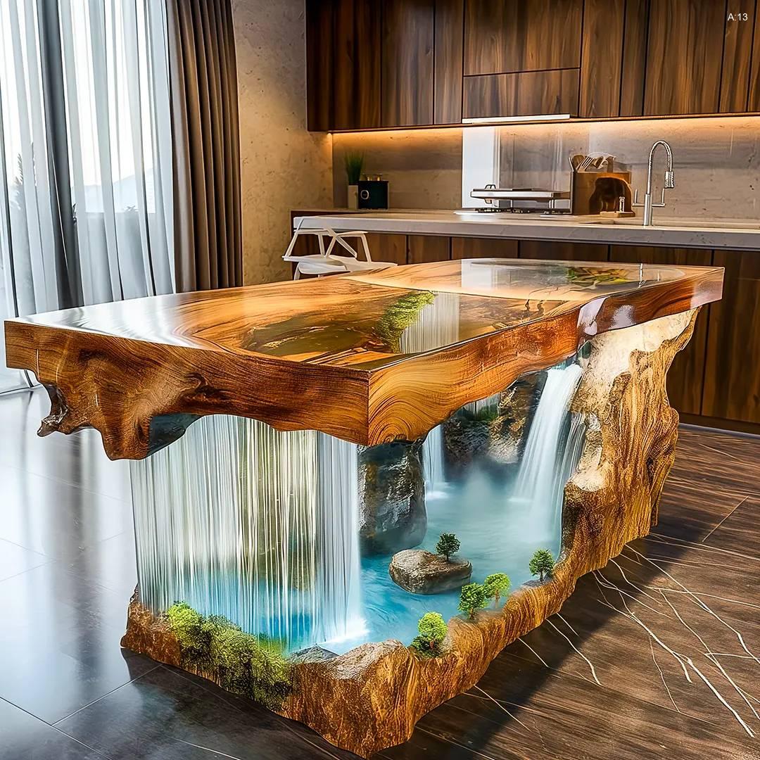 The Beauty and Craftsmanship of Epoxy Wood Waterfall Tables